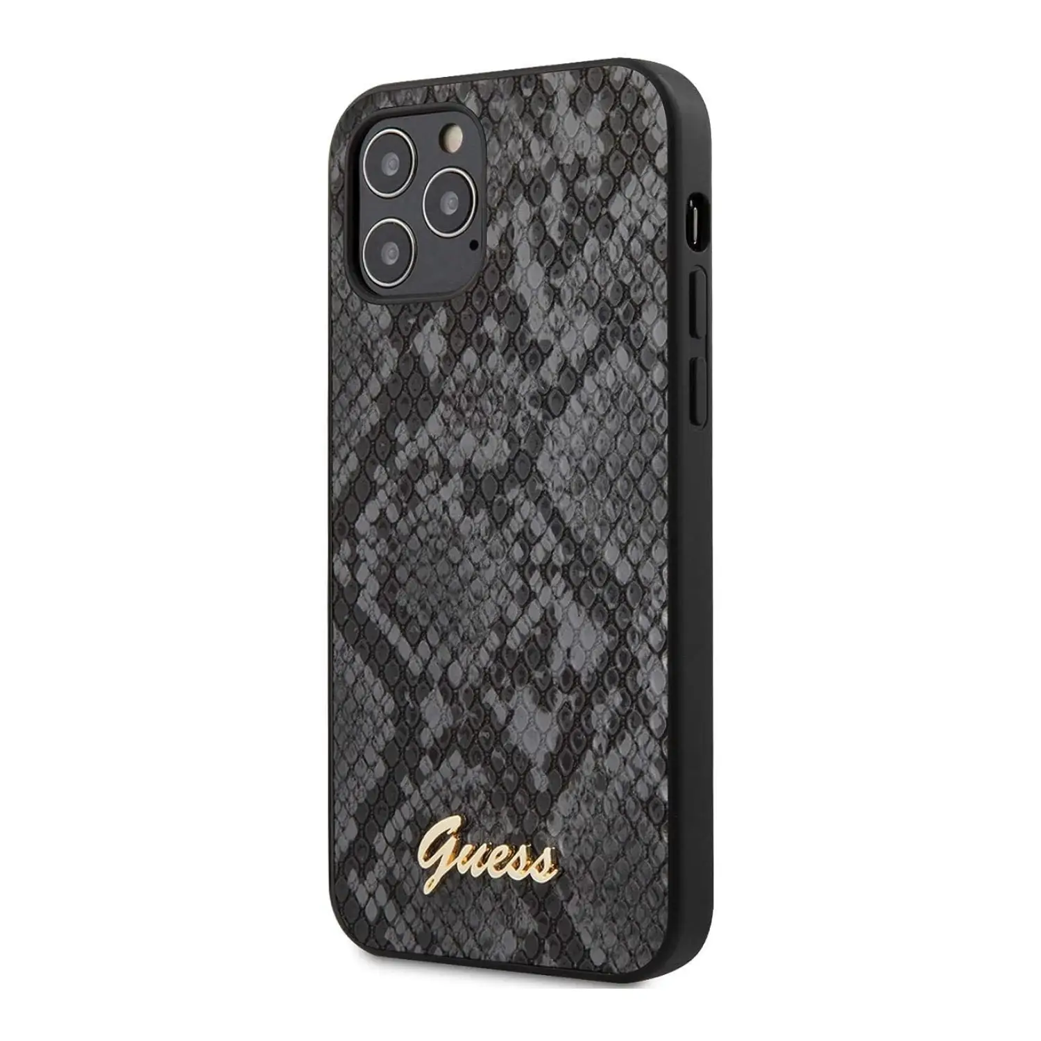 IPHONE 12/12 Pro - PU LEATHER BROWN PYTHON PATTERN WITH METAL LOGO ...